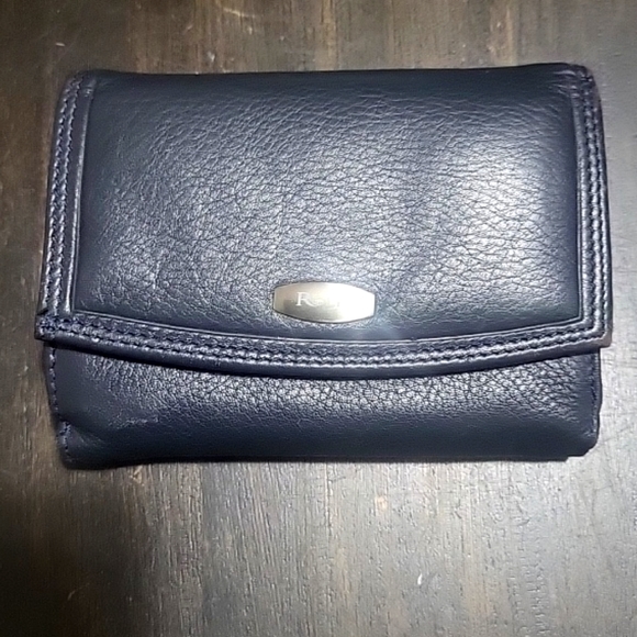 Rolfs | Bags | Rolf Blue Leather Ladies Money Card Wallet Snap Close ...